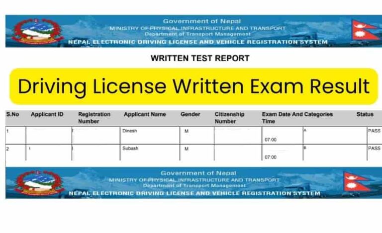 Driving License Result 2082 Check Likhit Exam Result Now @dotm.gov.np ...